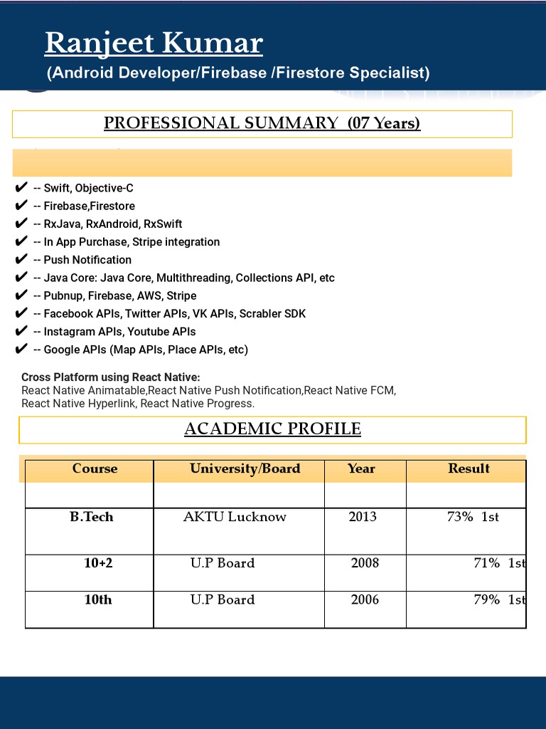 Android & Firebase Expert Resume-Akash | PDF | Android (Operating System) | Mobile App