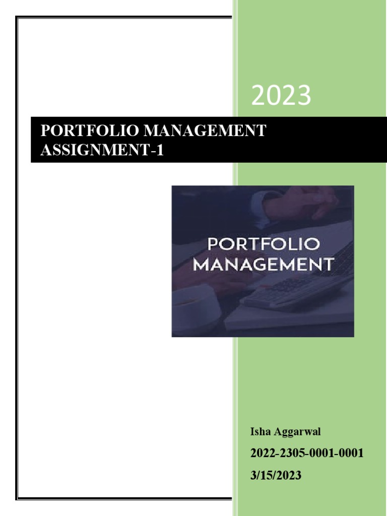 Portfolio Management (Assignment) | PDF | Standard Deviation | Investing