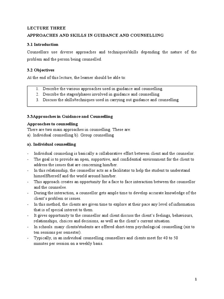 Psy 410 Lecture Three Notes | PDF | Counseling Psychology | Psychotherapy