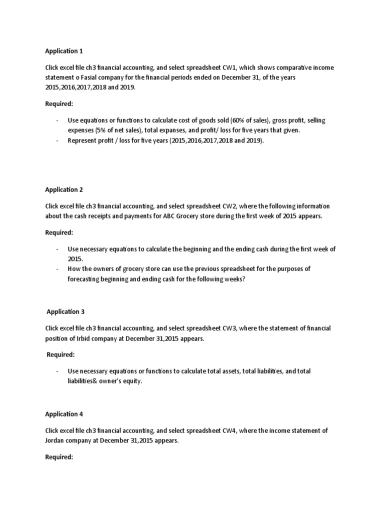 Ch3 Application 1-10 | PDF | Financial Accounting | Worksheet
