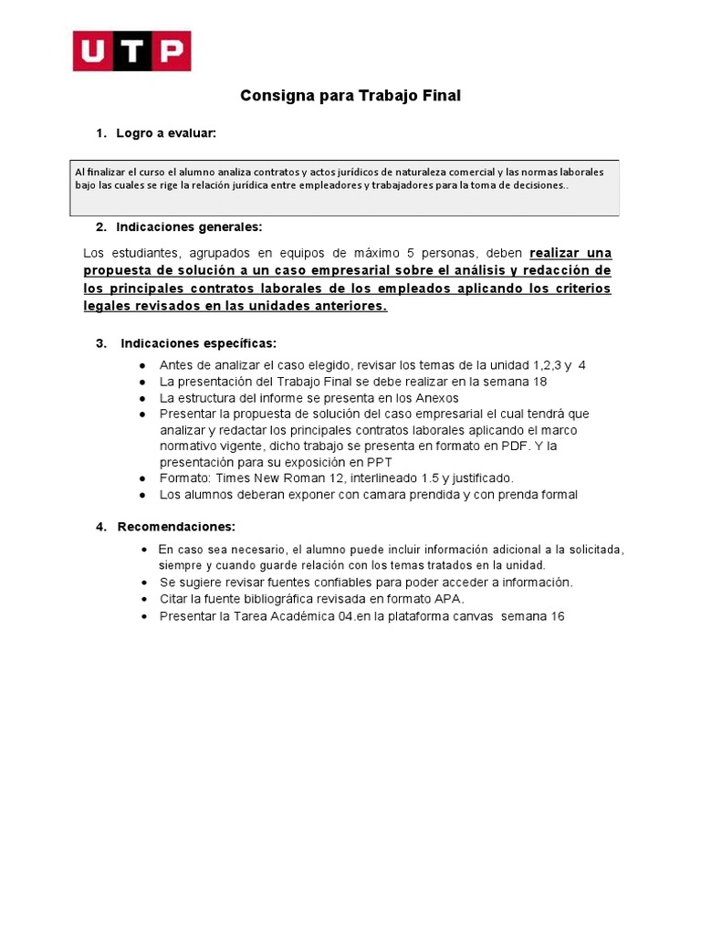 Consigna TRABAJO FINAL | PDF