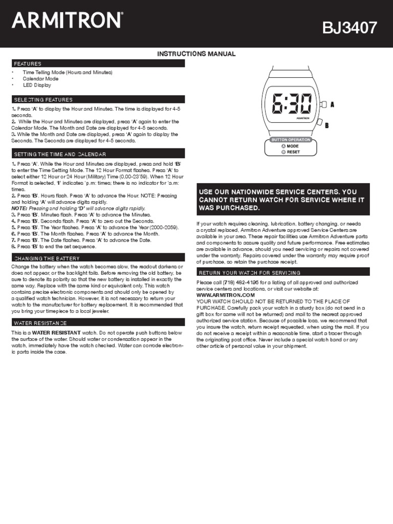 Armitron Manual | Descargar gratis PDF | Manufactured Goods