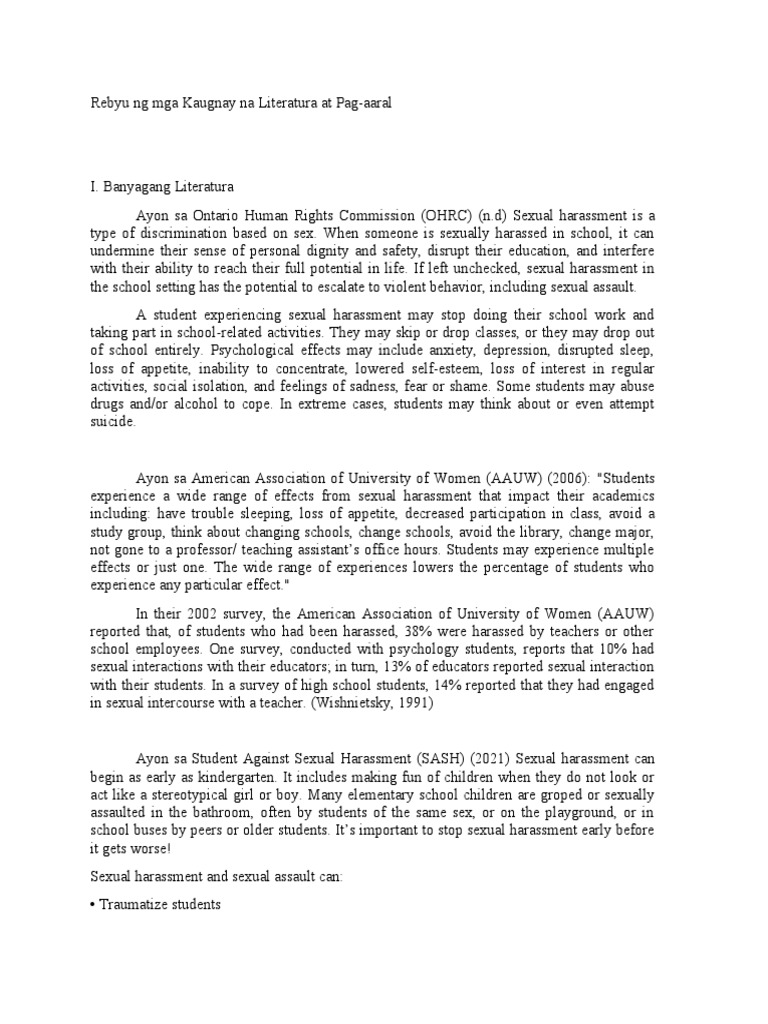 Kabanata 2 (Rebyu NG Mga Kaugnay Na Literatura at Pagaaral) (Sekswal Na ...