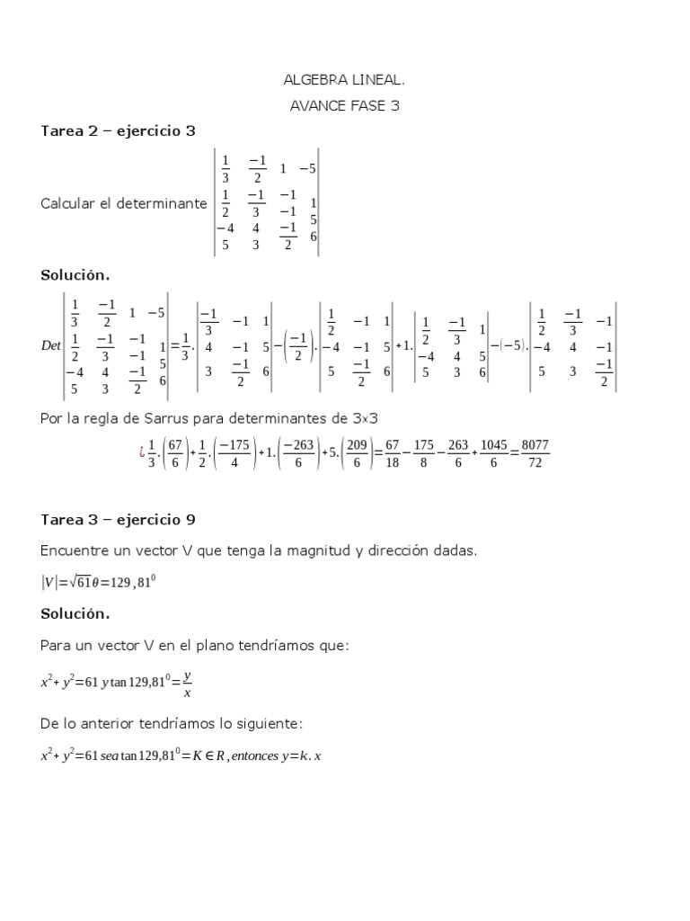Algebra Lineal - Fase 3 | PDF