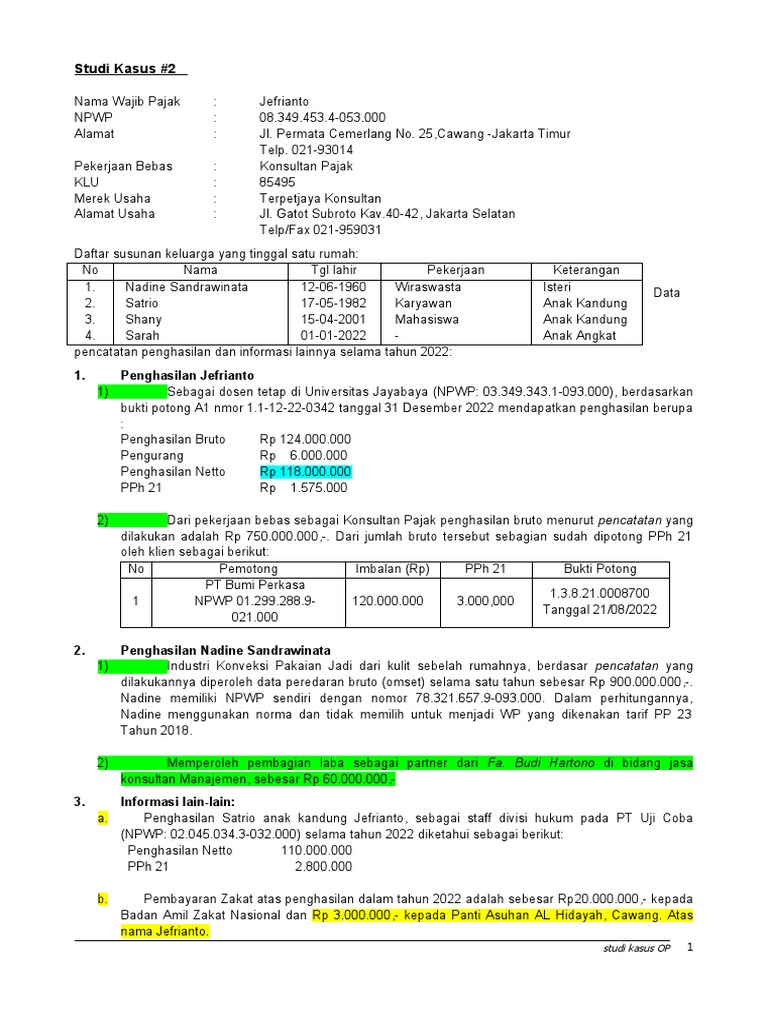 Jawaban Studi Kasus 3 Revisi UU HPP | PDF