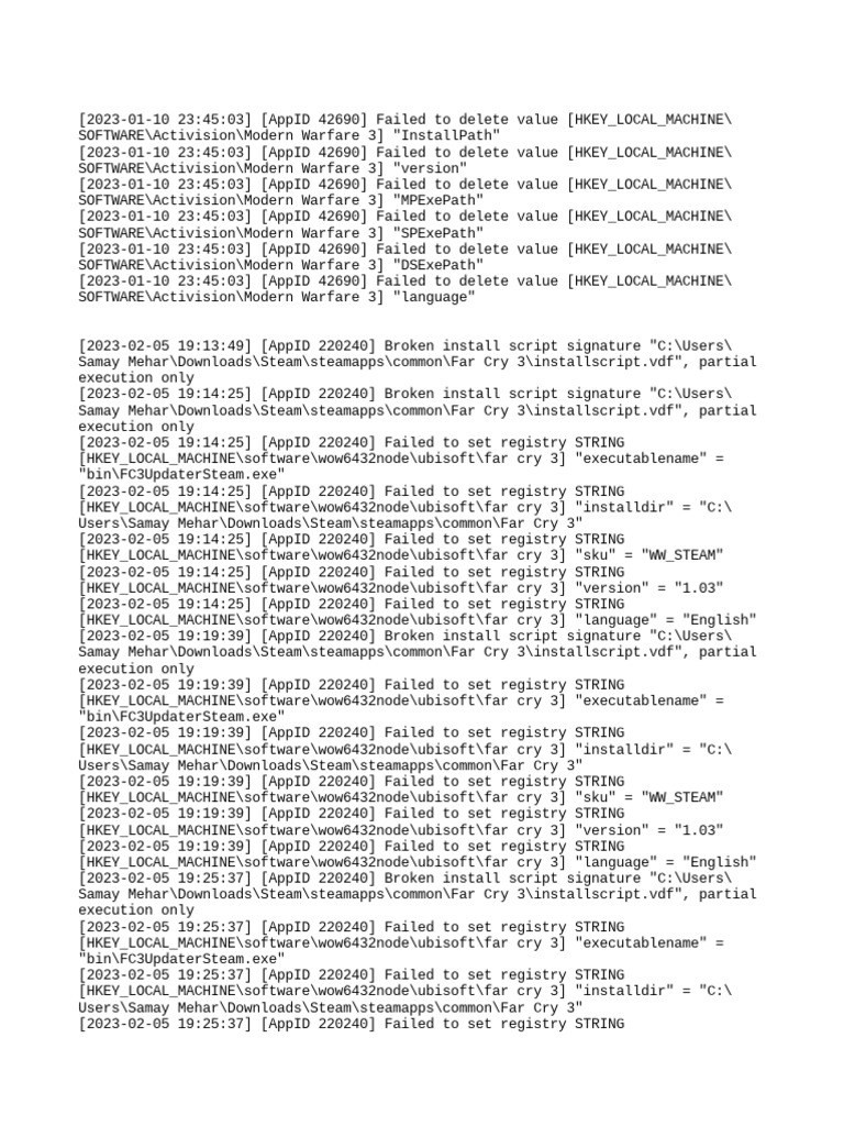 Installscript Log | PDF | Windows Registry | Operating System Technology Installscript Log | PDF | Windows Registry | Operating System Technology