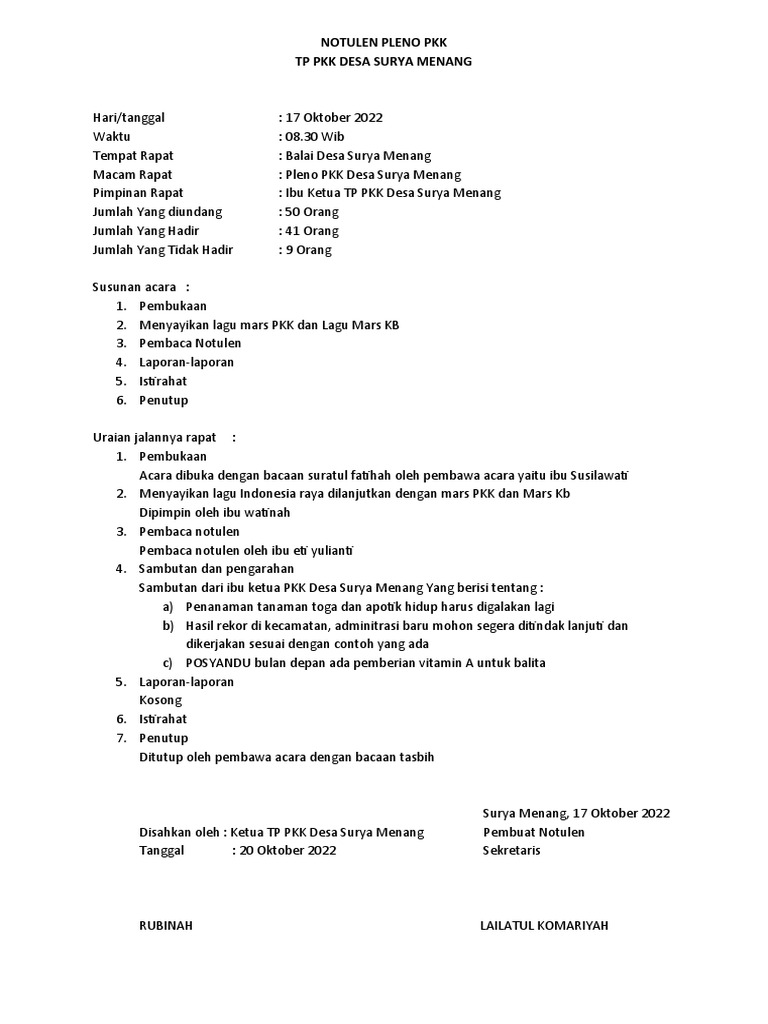 Notulen Pleno PKK | PDF