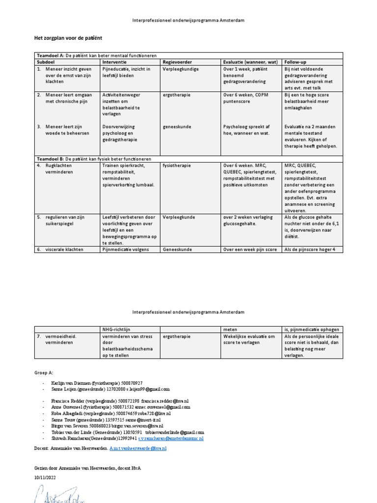 Het Zorgplan Voor de Patiënt | PDF