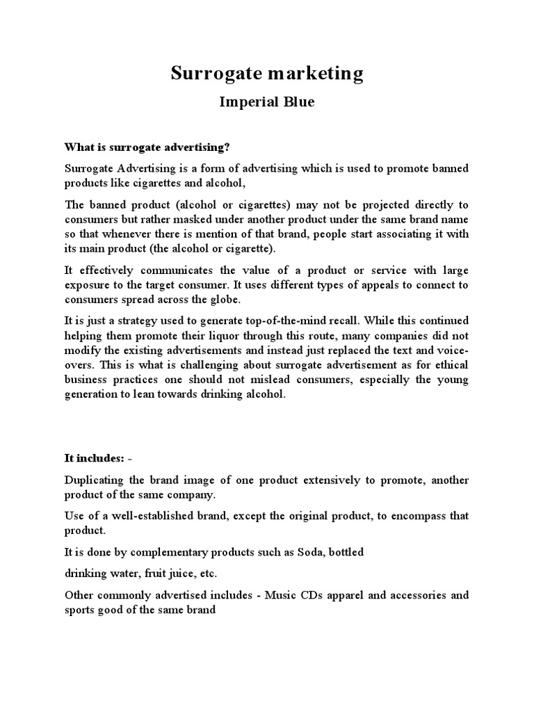 Surrogate Marketing: Imperial Blue | PDF | Brand | Advertising