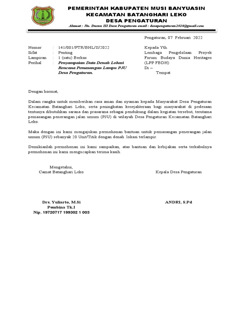 Contoh Proposal Penerangan Jalan Umum by Andre | PDF