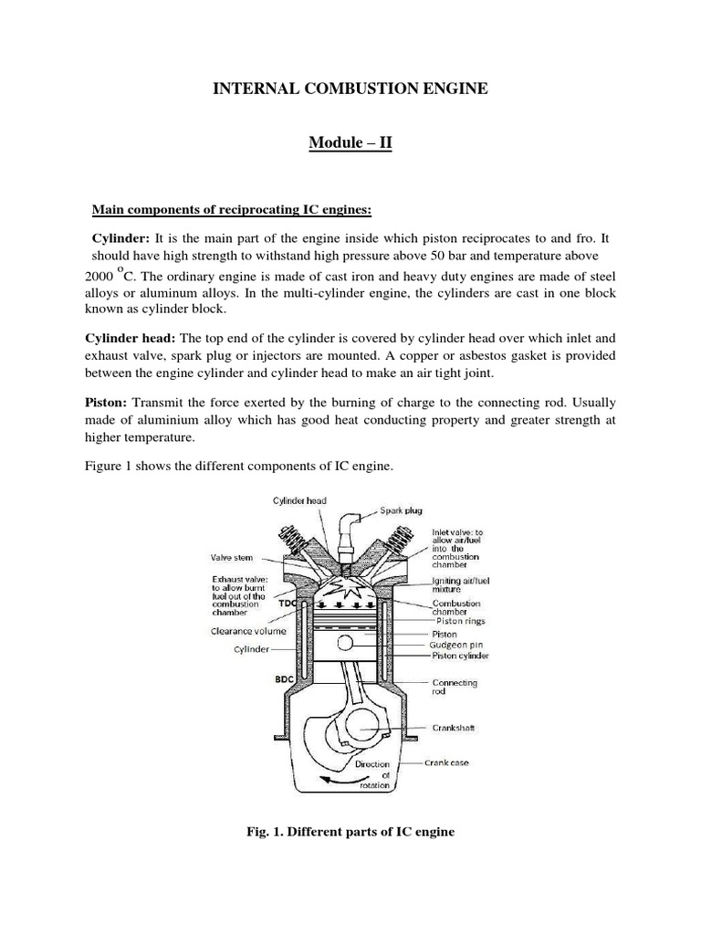 Components and Working of IC Engines | PDF | Internal Combustion Engine | Piston