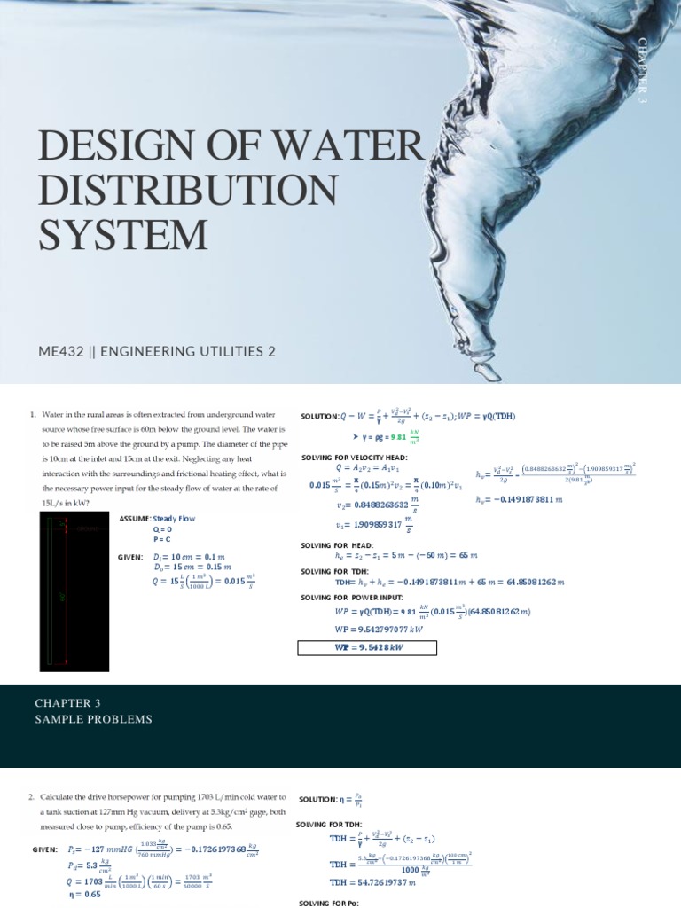 Design of Water Distribution System - Sample Problems | PDF | Gases ...