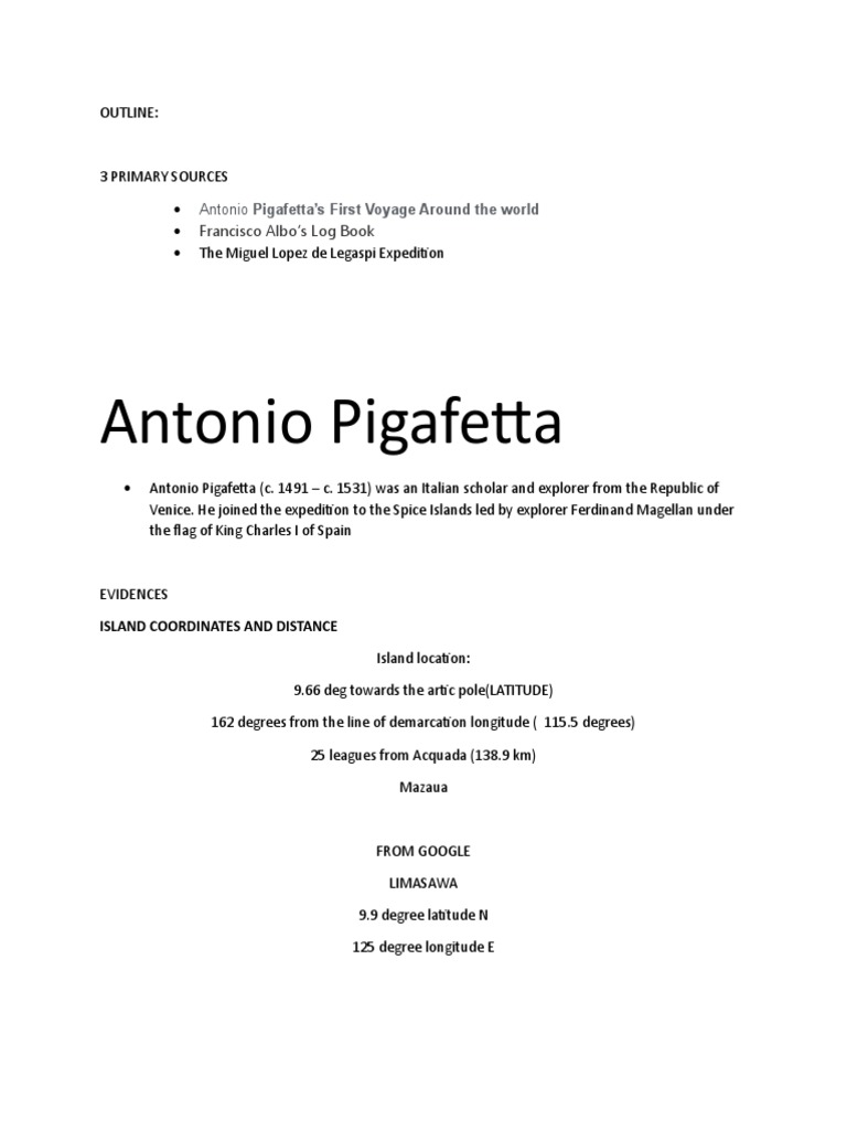 Antonio Pigafetta: Francisco Albo's Log Book | PDF | Exploration ...