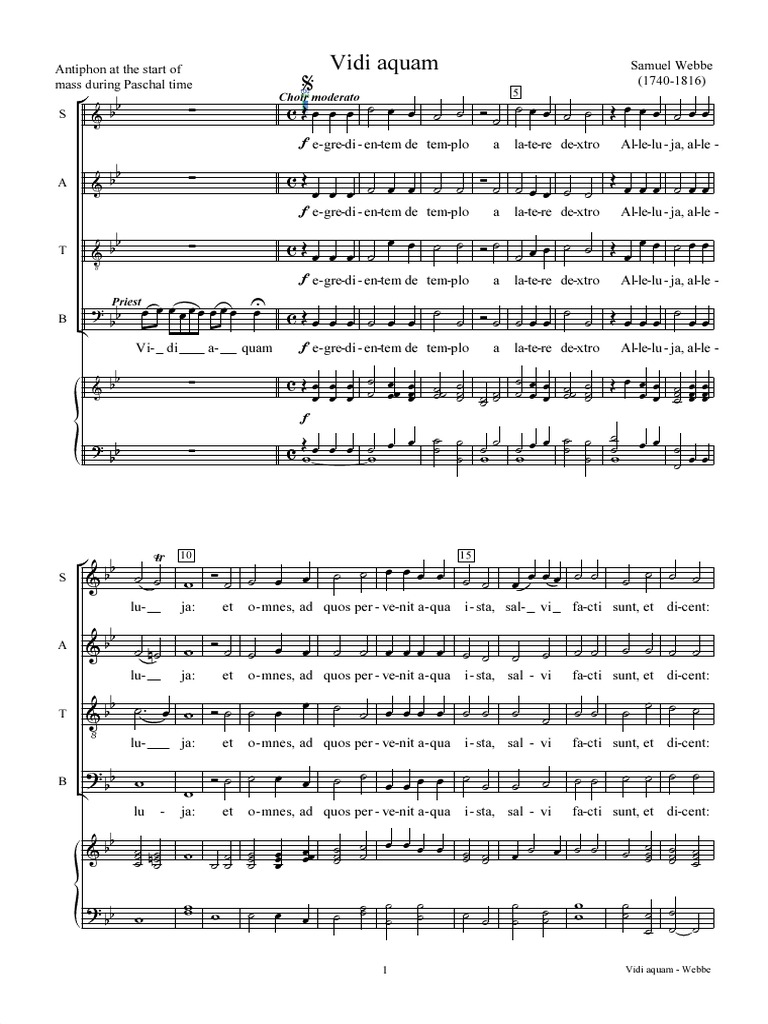 Samuel Webbe Antiphon Vidi Aquam | PDF