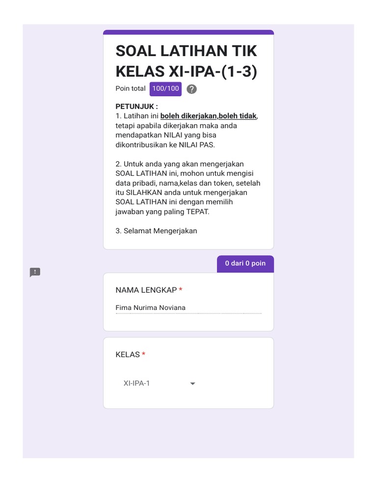 Soal Latihan Tik Kelas Xi-Ipa - (1-3) | PDF