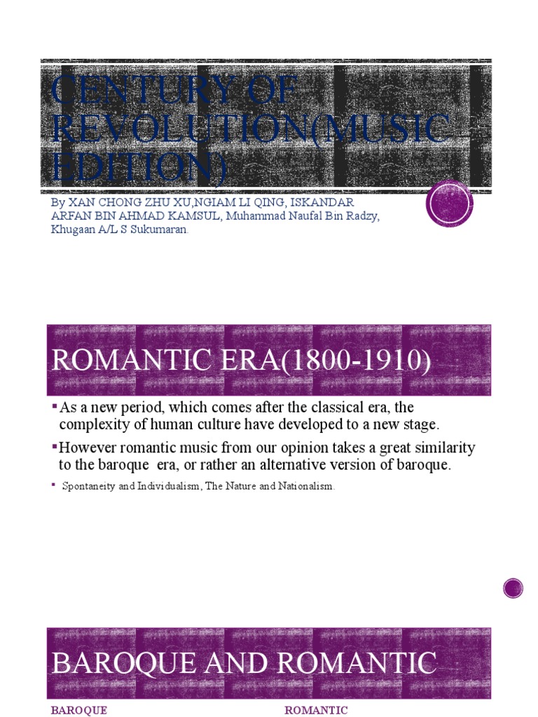 CENTURY OF REVOLUTION (Music Edition) - Assignment 2 For Music ...