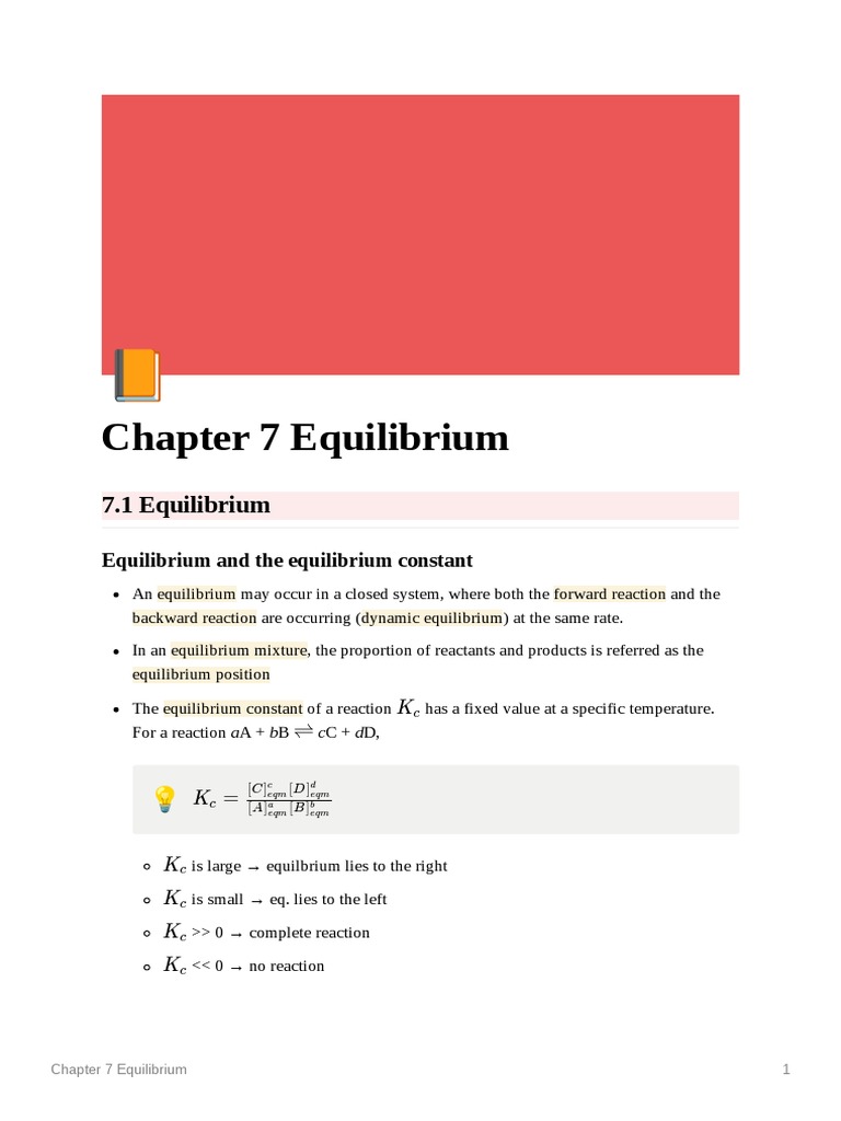 Chapter 7 Equilibrium | PDF | Chemical Equilibrium | Reaction Rate
