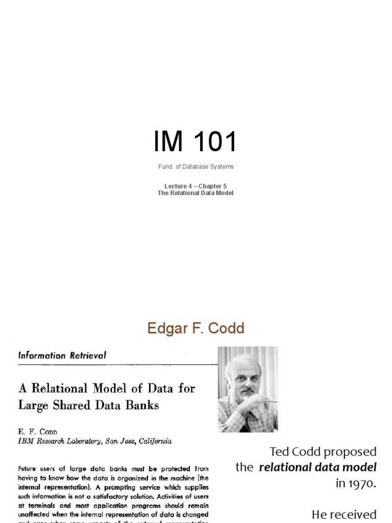 Lecture 04 The Relational Data Model Pdf Relational Database Relational Model