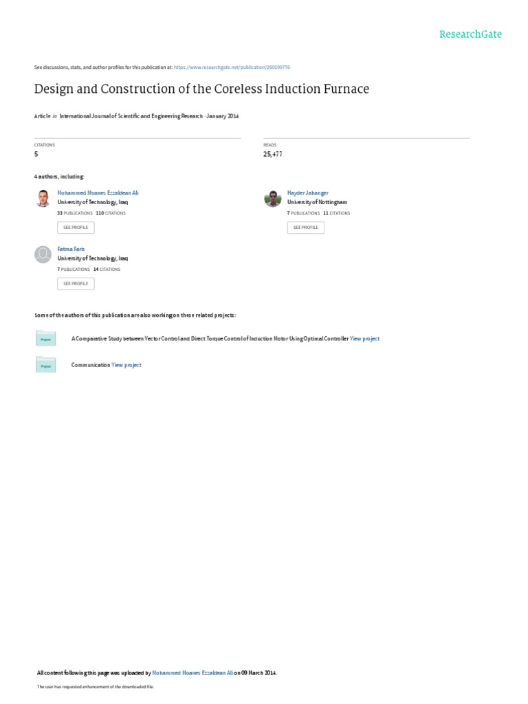 Design and Construction of The Coreless Induction Furnace | PDF ...