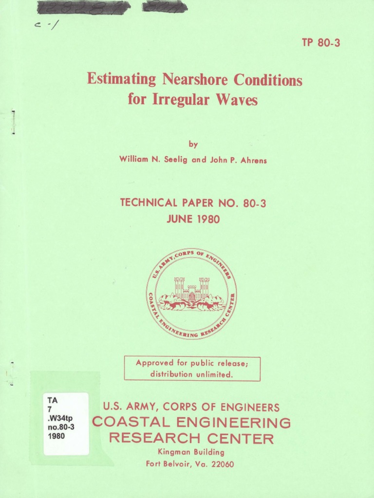 Estimating Nearshore Conditions For Irregular Waves: Coastal Engineering Research Center | PDF ...