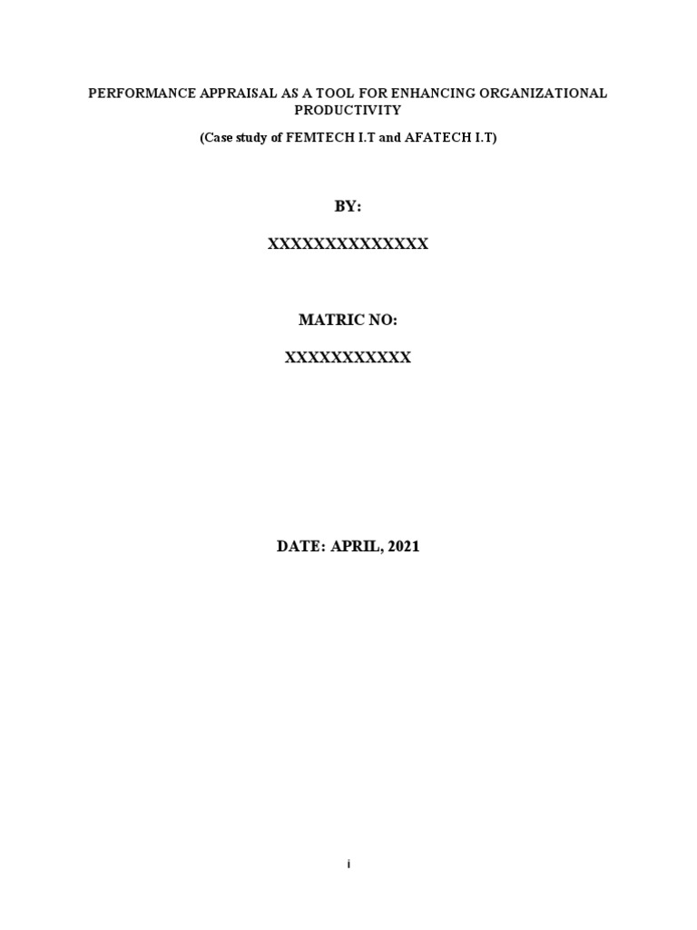 Assessing the Impact of Performance Appraisal Methods on Organizational Productivity and Market ...