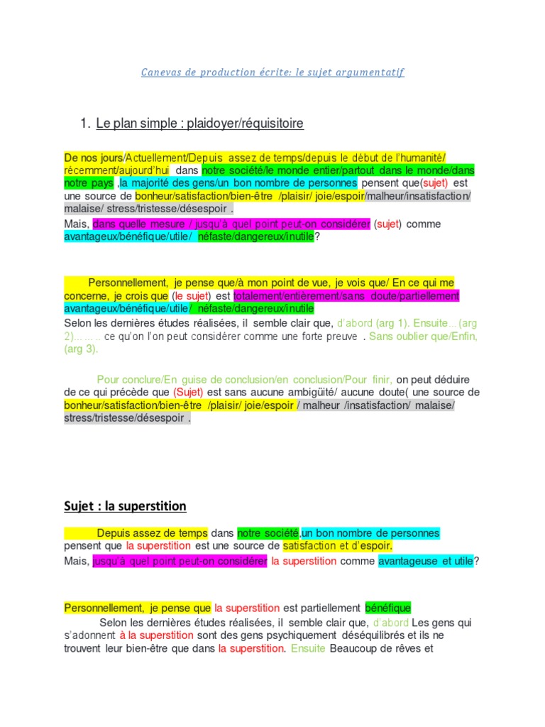 Canevas Plan Simple Bac 1 PDF | PDF | Psychologie