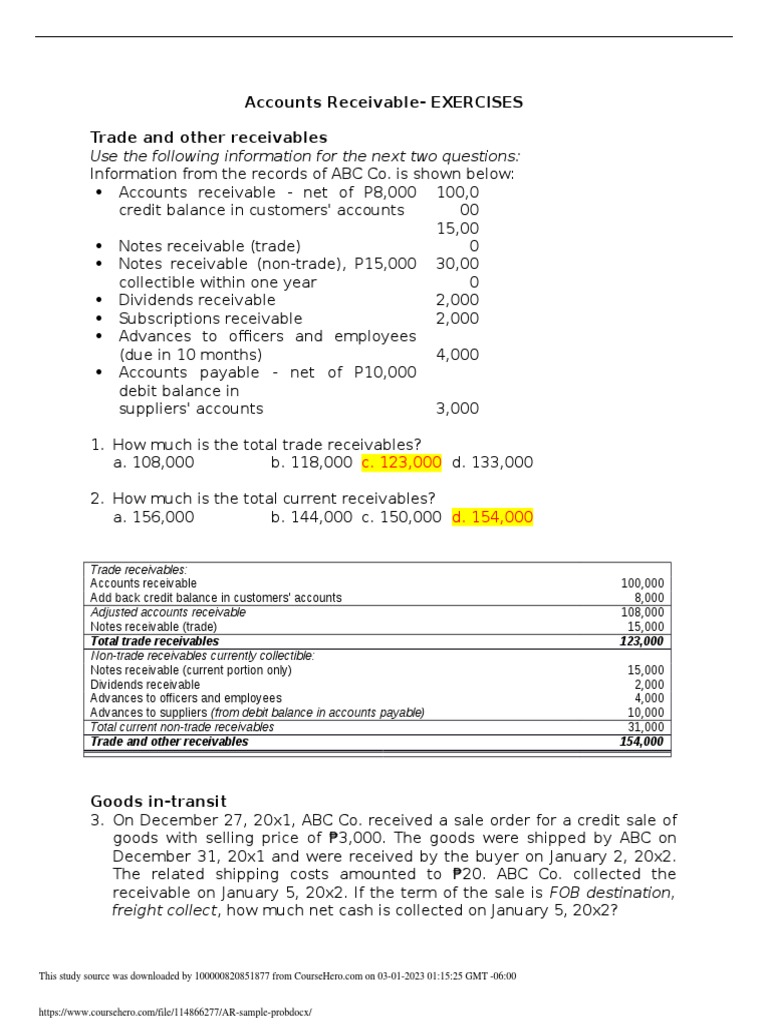 AR Sample Prob | Download Free PDF | Bad Debt | Financial Economics