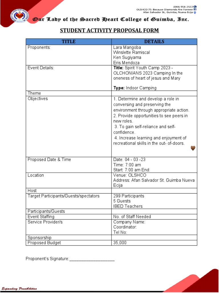 Camping Proposal | PDF