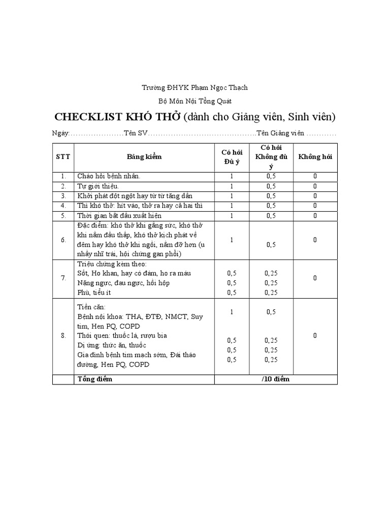 Checklist Khó TH | PDF