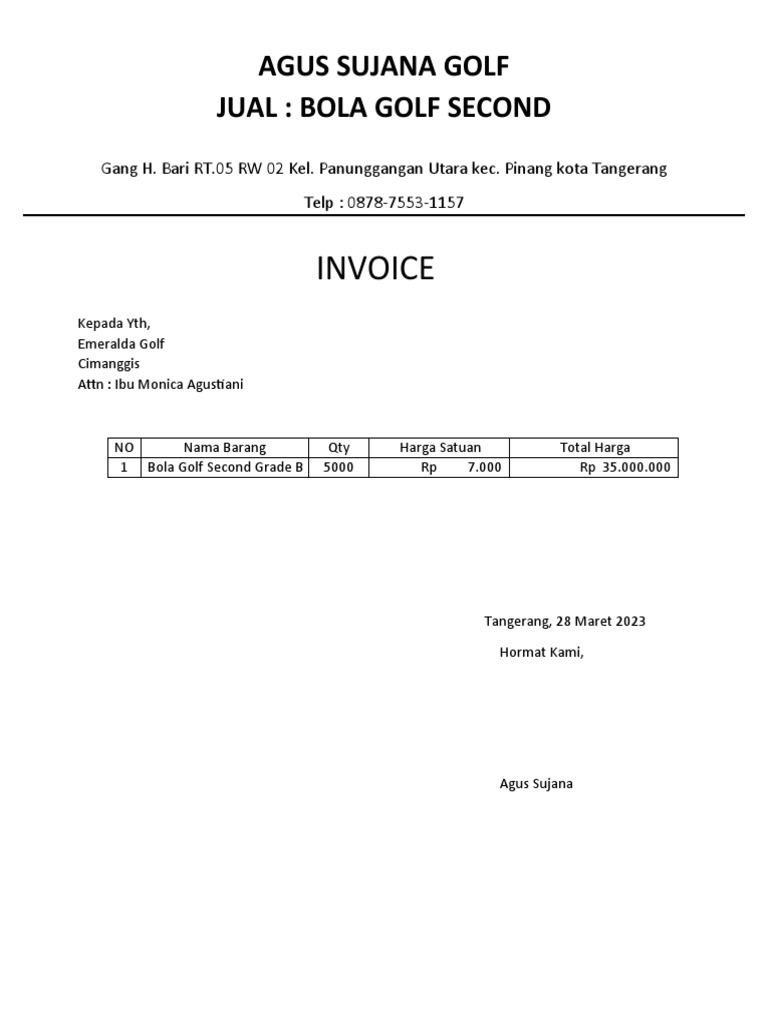 Invoice Agus Sujana | PDF