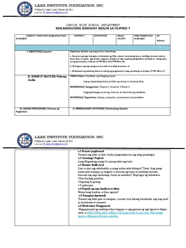 Exam Lesson Plan | PDF