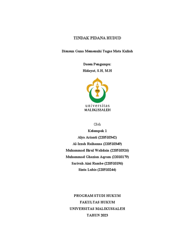 Tindak Pidana Hudud dalam Hukum Islam | PDF