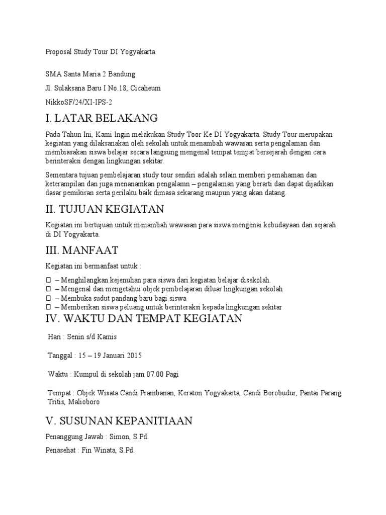Contoh Proposal Study Tour | PDF