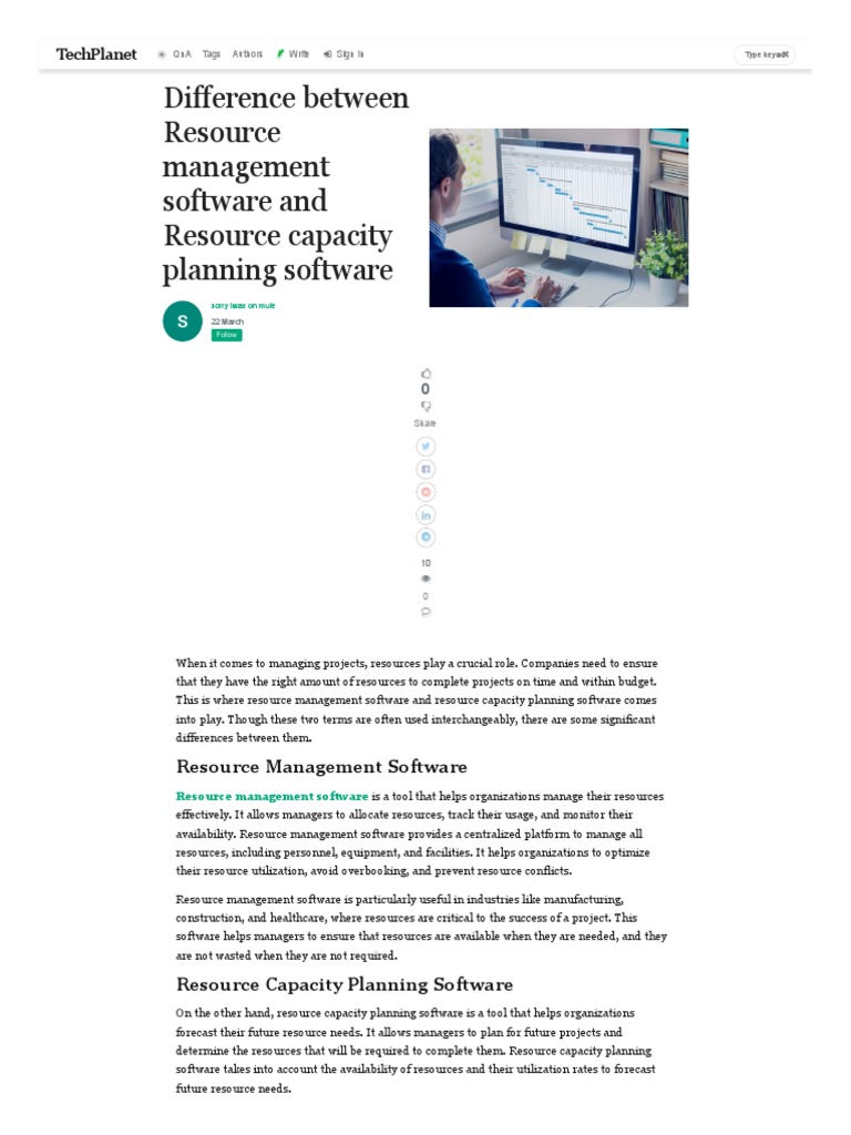 Difference Between Resource Management Software and Resource Capacity Planning Software | PDF ...