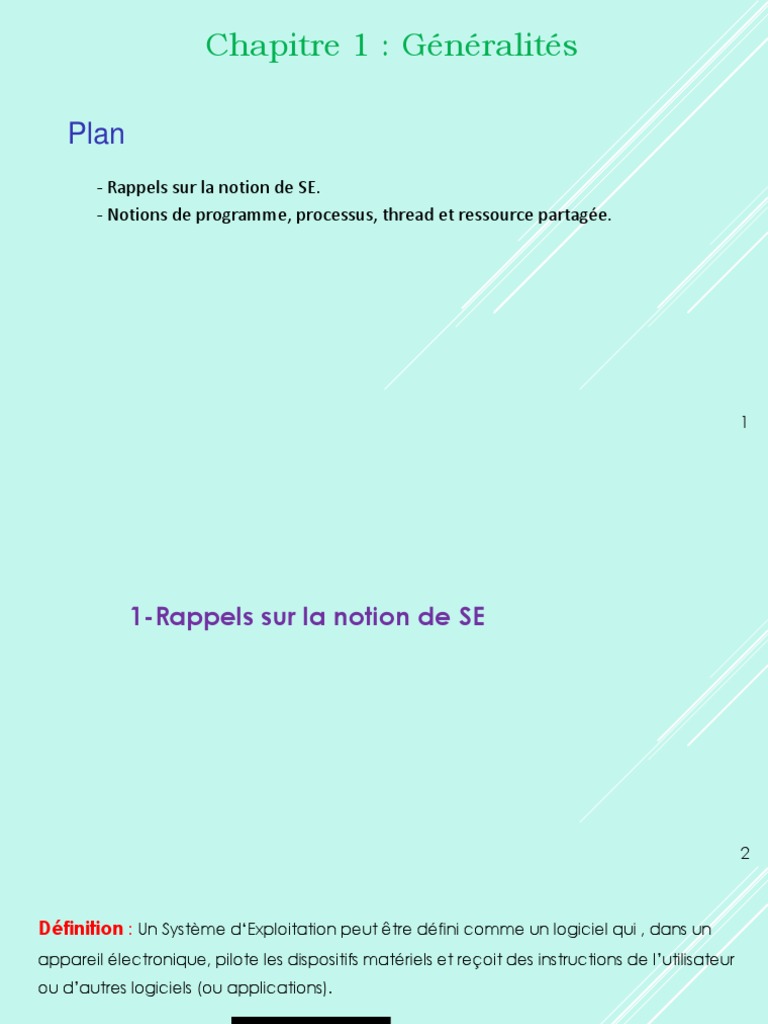Chapitre 1 SE2 Généralités | PDF | Thread (informatique) | Programmation