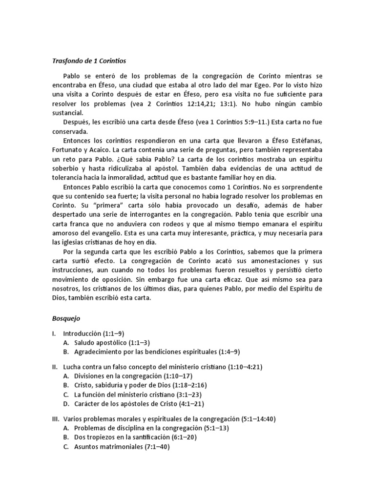 Contexto y Mensaje de 1 Corintios | PDF | Pablo el apóstol | La resurrección de Jesús
