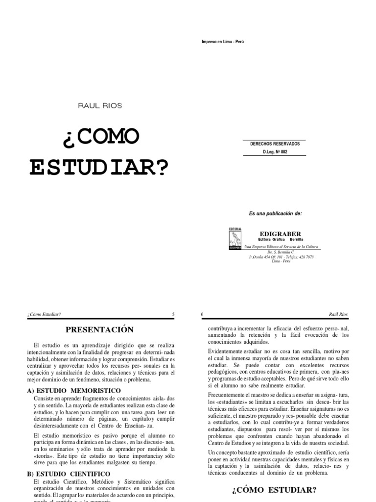 Como Estudiar PDF | PDF | Aprendizaje | Pensamiento