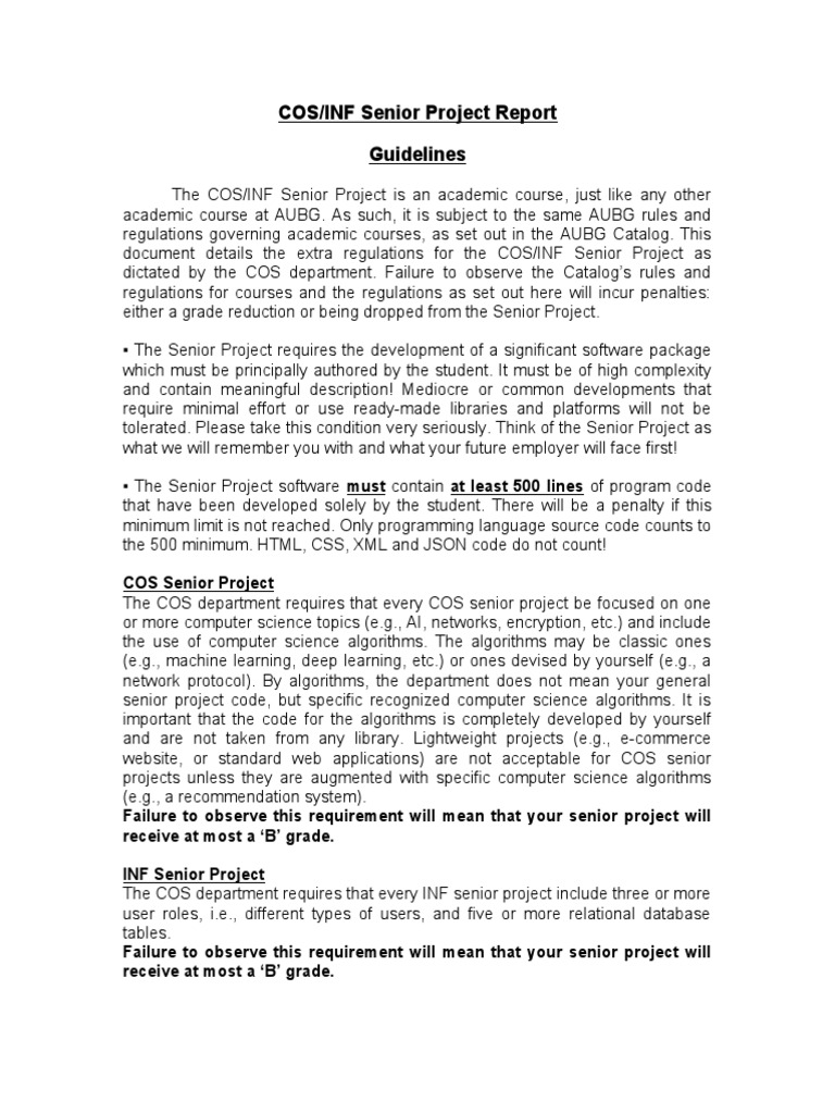 Senior Project Report - Guidelines - S2022 | PDF | Component Based ...