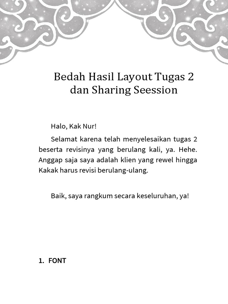 Bedah Hasil Layout Tugas 2 Dan Sharing Seession | PDF | Seni & Disiplin Bahasa