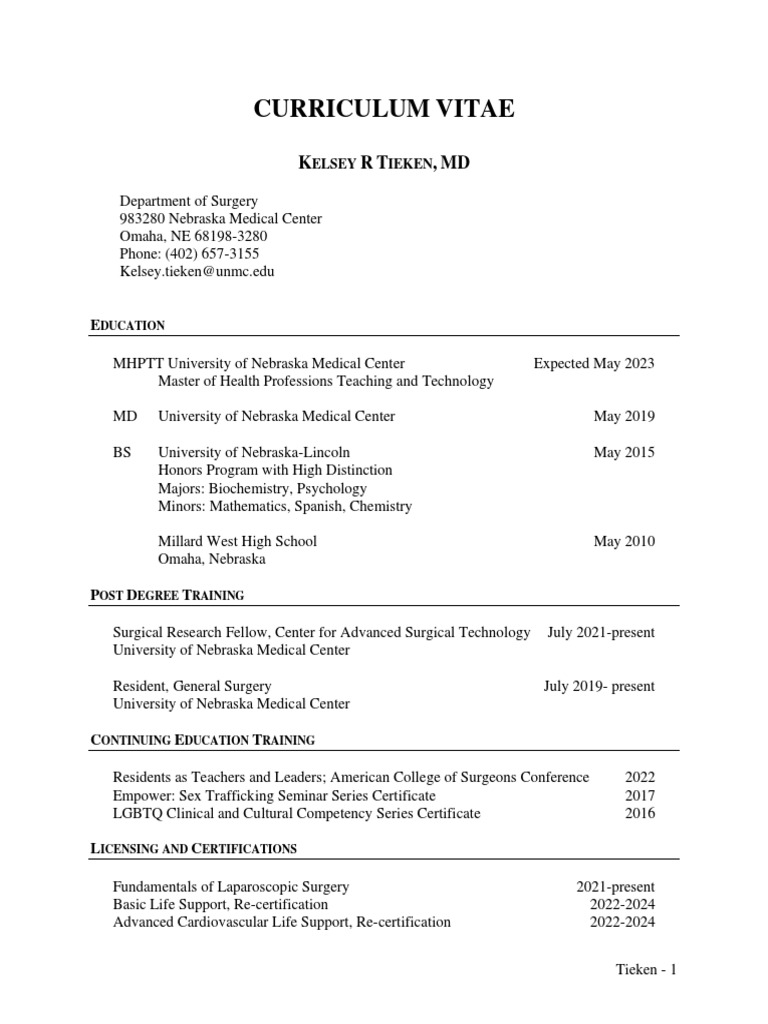 Tieken CV 2023 | PDF | Doctor Of Medicine | Medical School
