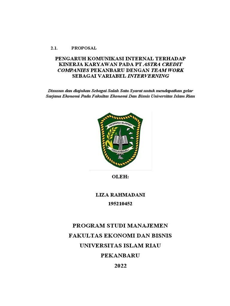 Proposal Liza Rahmadani | PDF