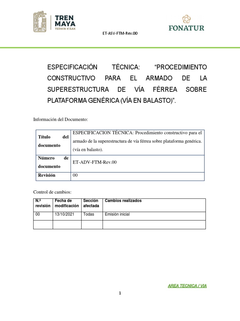 ESPECIFICACION TECNICA - FONATUR - PROCEDIMIENTO CONSTRUCTIVO EN VÍA PRICIPAL - 20211013 - Rev00 ...