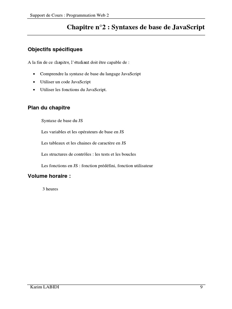 Cours - DWM-2 - 2021 (Chap 2) Syntaxe-JS | PDF | JavaScript ...
