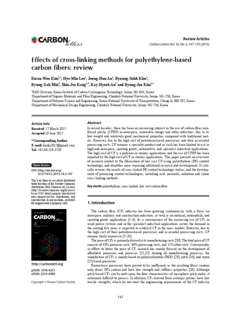 Effects of Cross-Linking Methods For Polyethylene-Based Carbon Fibers ...
