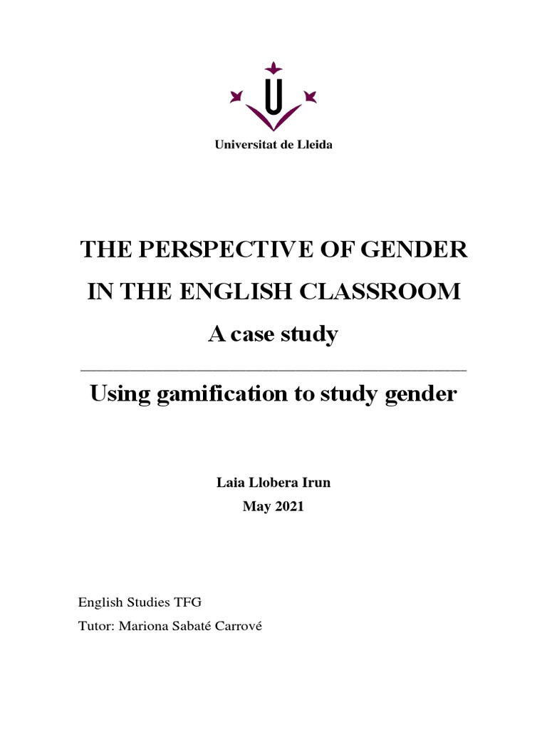The Perspective of Gender in The English Classroom A Case Study Using ...
