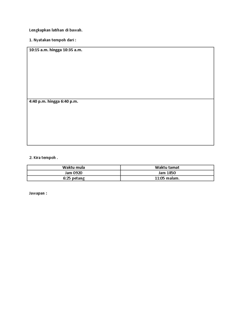 Hitung Tempoh Waktu dan Jam | PDF