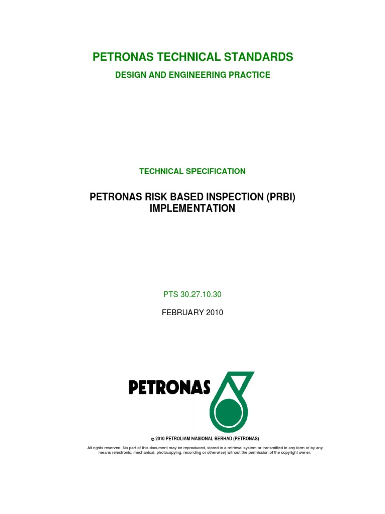 Petronas Technical Standards: Petronas Risk Based Inspection (Prbi ...