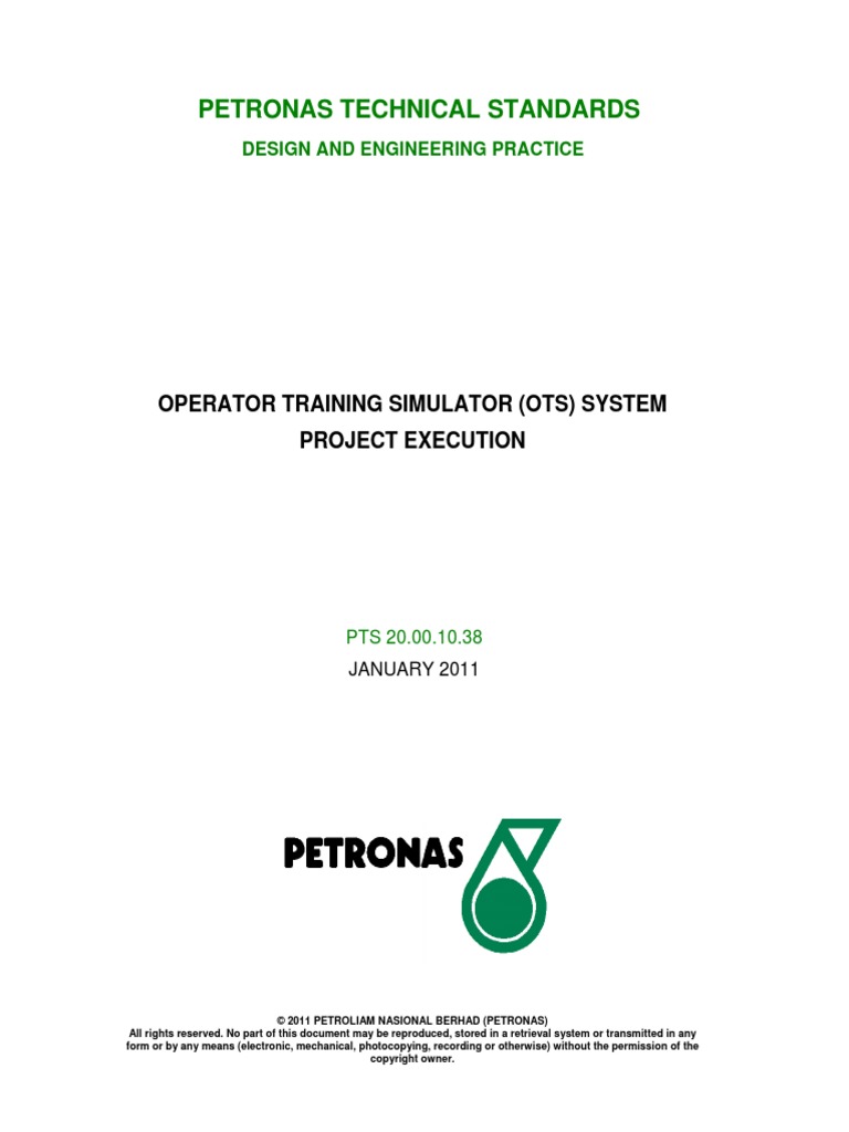Petronas Technical Standards: Operator Training Simulator (Ots) System ...