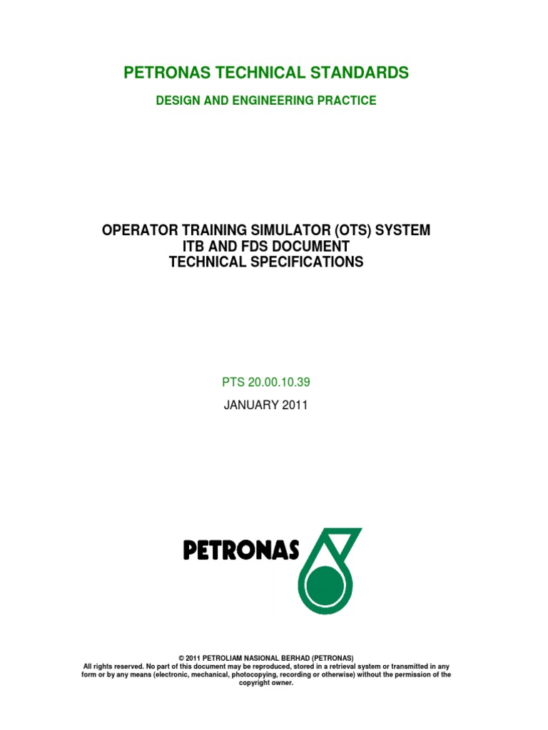 Petronas Technical Standards: Operator Training Simulator (Ots) System ...