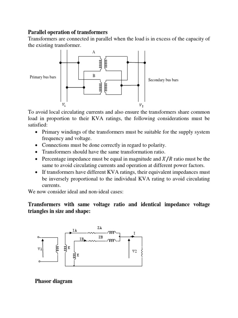Parallel Operation of Transformers | PDF | Transformer | Electrical Impedance